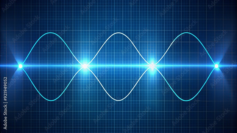 Illuminated mathematical graph showcasing a smooth, continuous sine ...
