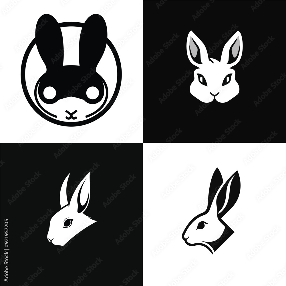 Rabbit logo design vector illustration Stock Vector | Adobe Stock