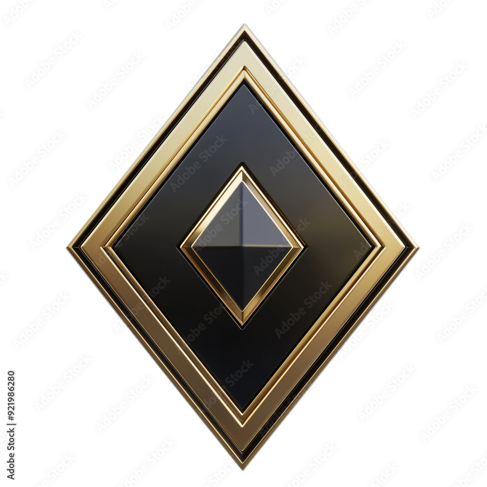 Geometric gold and black diamond emblem isolated on transparent ...