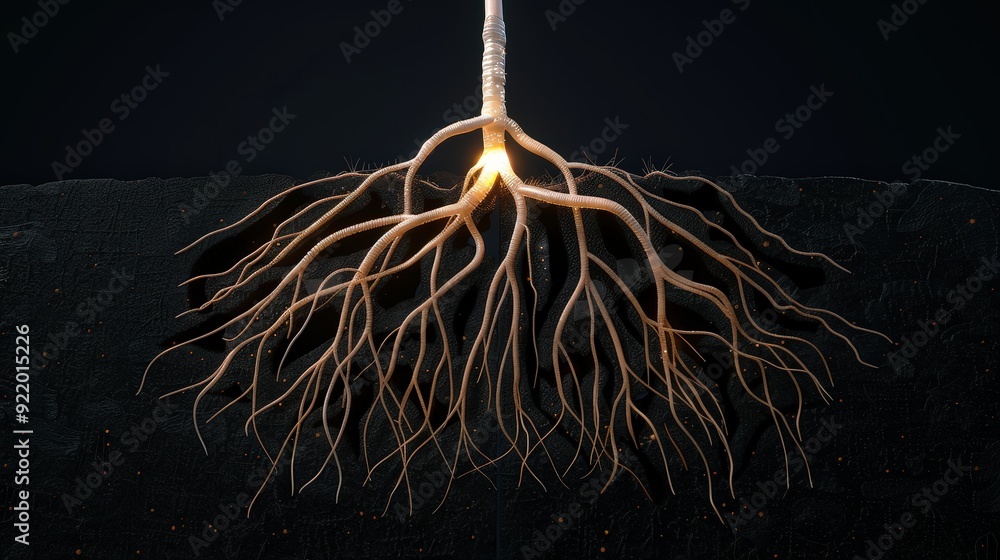 Illuminated 3D Animated Plant Root System Diagram with Root Hairs ...
