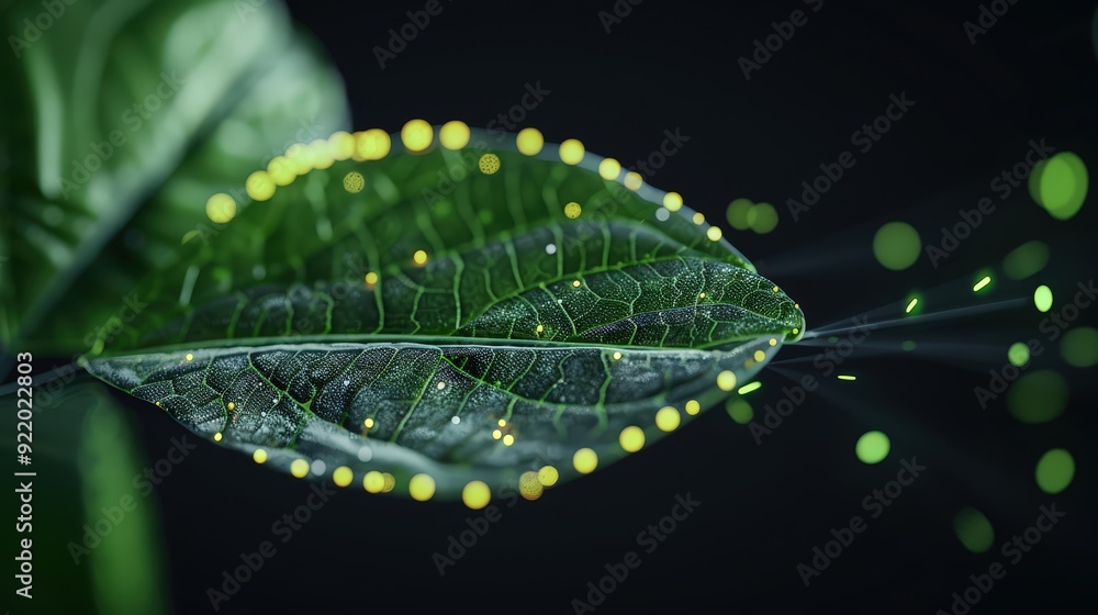 Illuminated 3D Model Illustration of Photosynthesis in a Leaf - Light ...