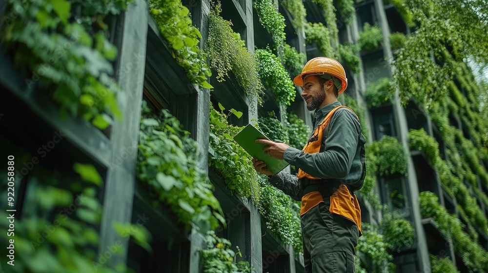 Civil Engineer Calculating Carbon Footprint in Green Construction ...