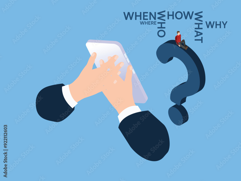 Thinking of who what where when why and how. 5w1h asking questions for ...