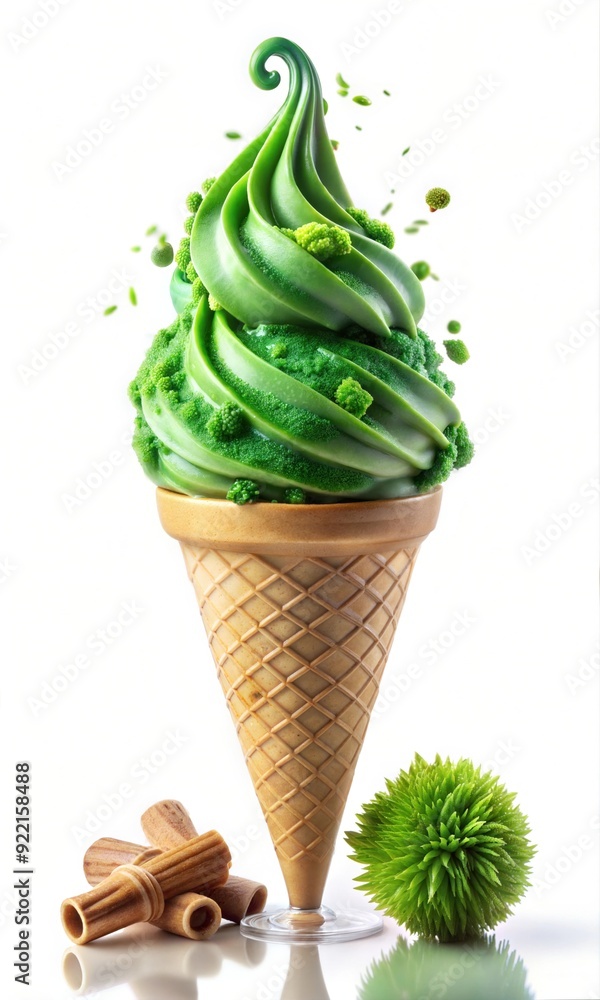 Pistachio Ice Cream Cone with Swirls and Whipped Delights with Toppings ...