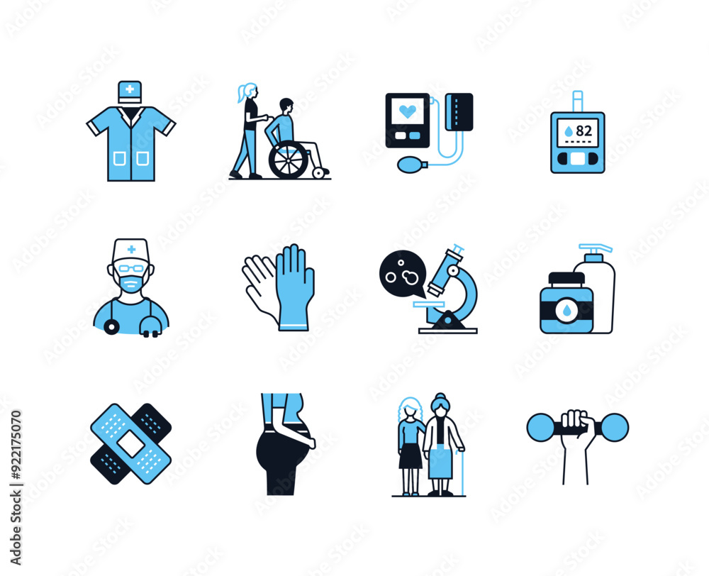 Medical equipment - line design style icons set with editable stroke ...