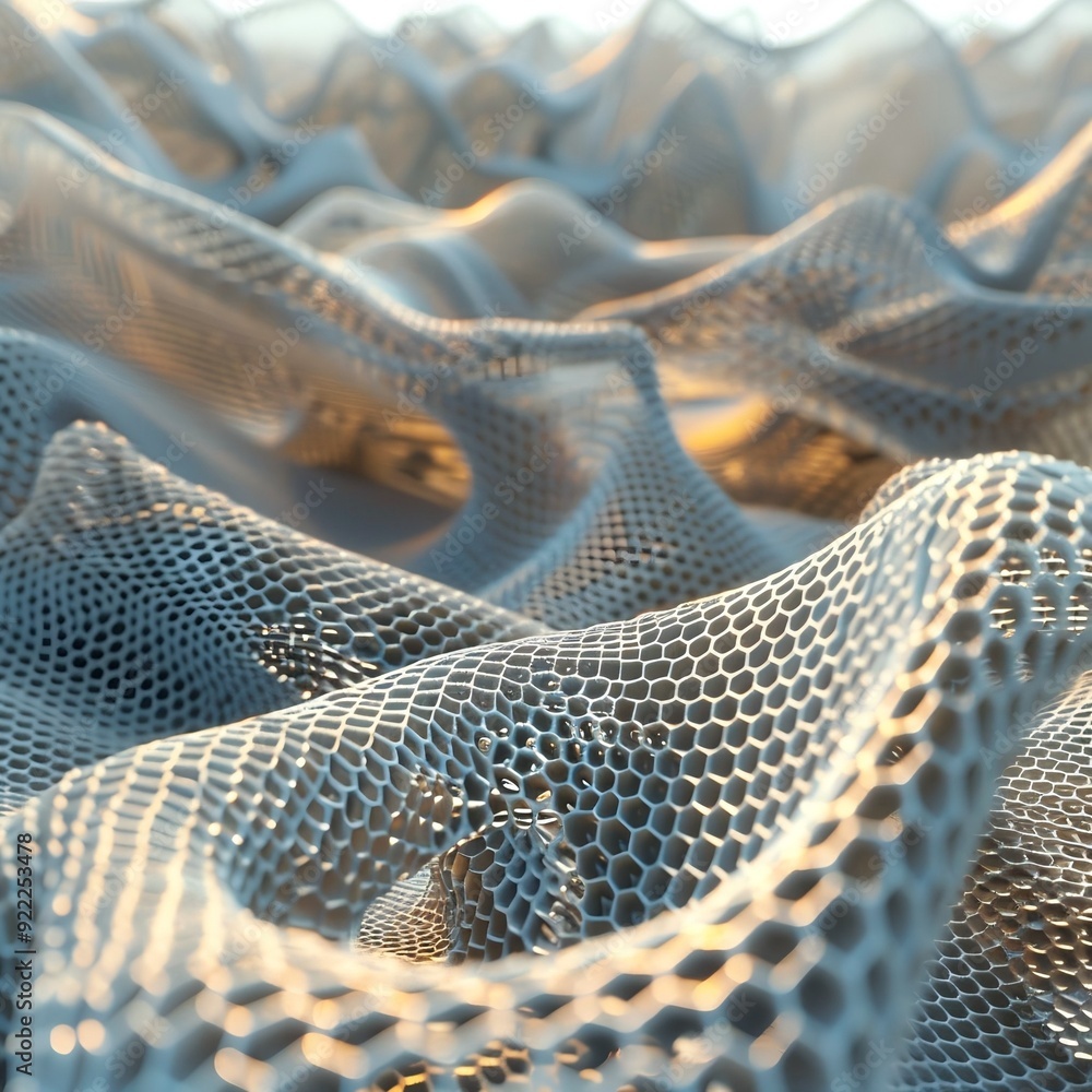 Square Mesh Fabric Floating in the Air with Grid Structure ...