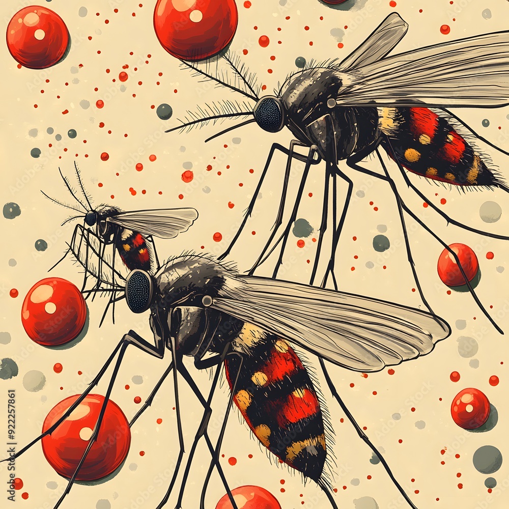 Mosquito-Borne Disease Iconography: An image linking mosquitoes to symbols of diseases like ...