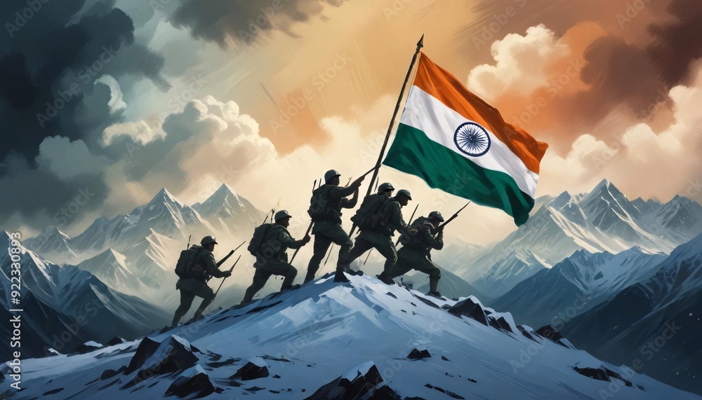 Kargil vijay diwas illustration banner or poster. 26 july. happy independence day post. Stock ...