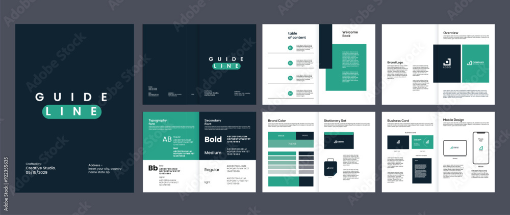 brand guideline portfolio template, brand identity brochure cover ...