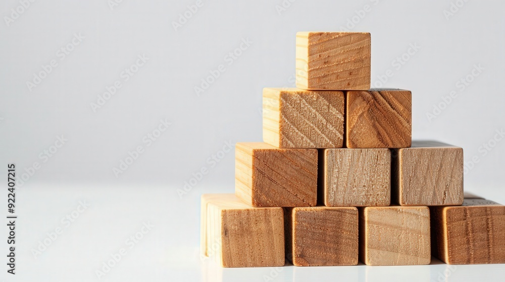 Pyramid of Wooden Blocks Symbolizing Business Hierarchy and Teamwork ...