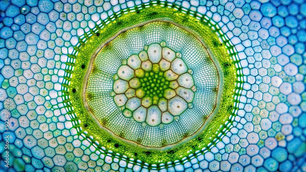 Cross-section of a plant stem showing xylem, phloem, and vascular ...
