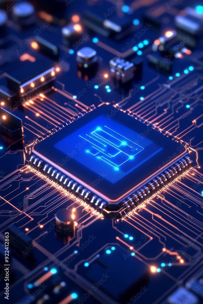 Futuristic Cyber Grid Circuit Pattern with Electric Blue Accents A ...