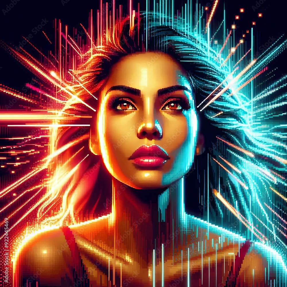 35 Pixel Art & Luminogram Candidates depicted in pixel art glowi Stock ...