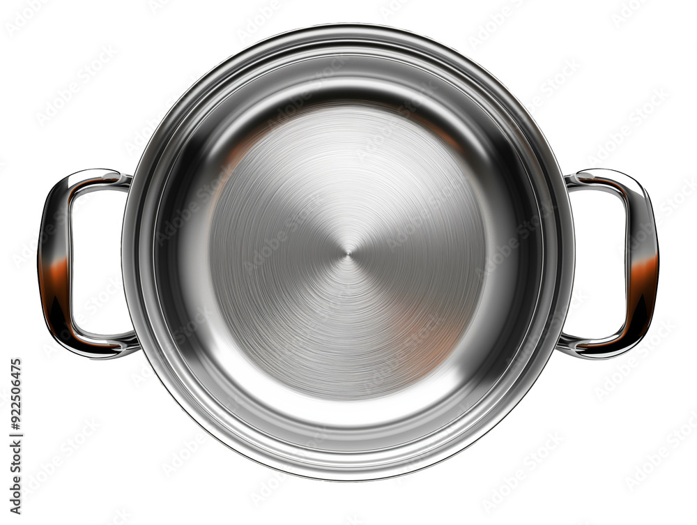 stainless steel pan on a transparent background. The pan looks new ...