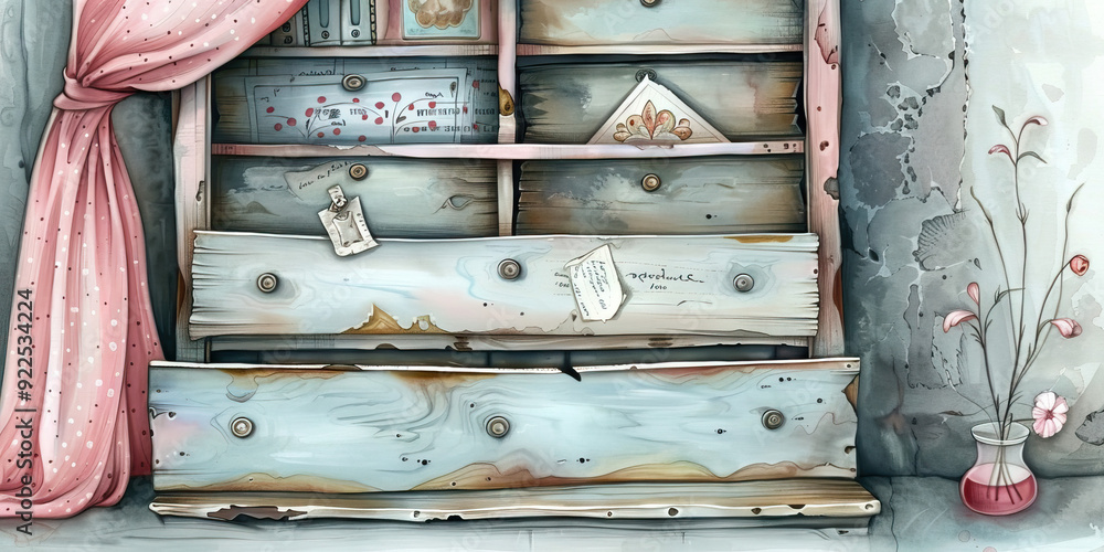 Forgotten Files of Yesterday: A dusty file cabinet, its drawers ajar to ...