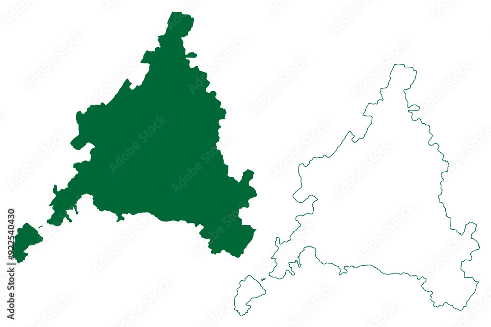 Ajmer district (Rajasthan State, Republic of India) map vector ...