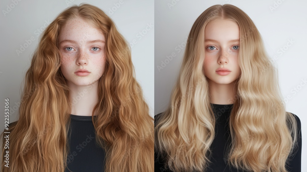 Split-screen comparison of smiling woman’s hair before and after ...
