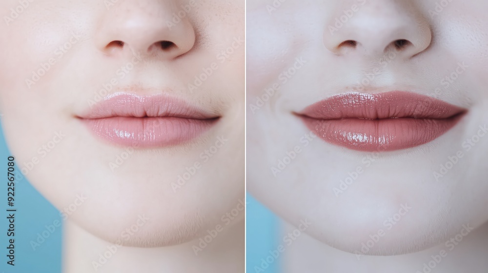 Before and after comparison of lip volumizing enhancement ...