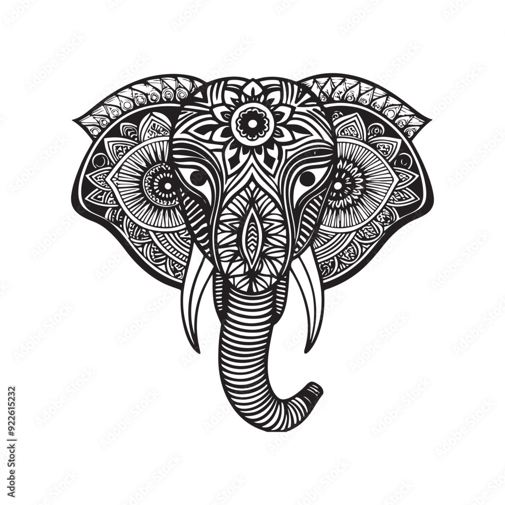 Elephant head mandala art coloring page design Stock Vector | Adobe Stock