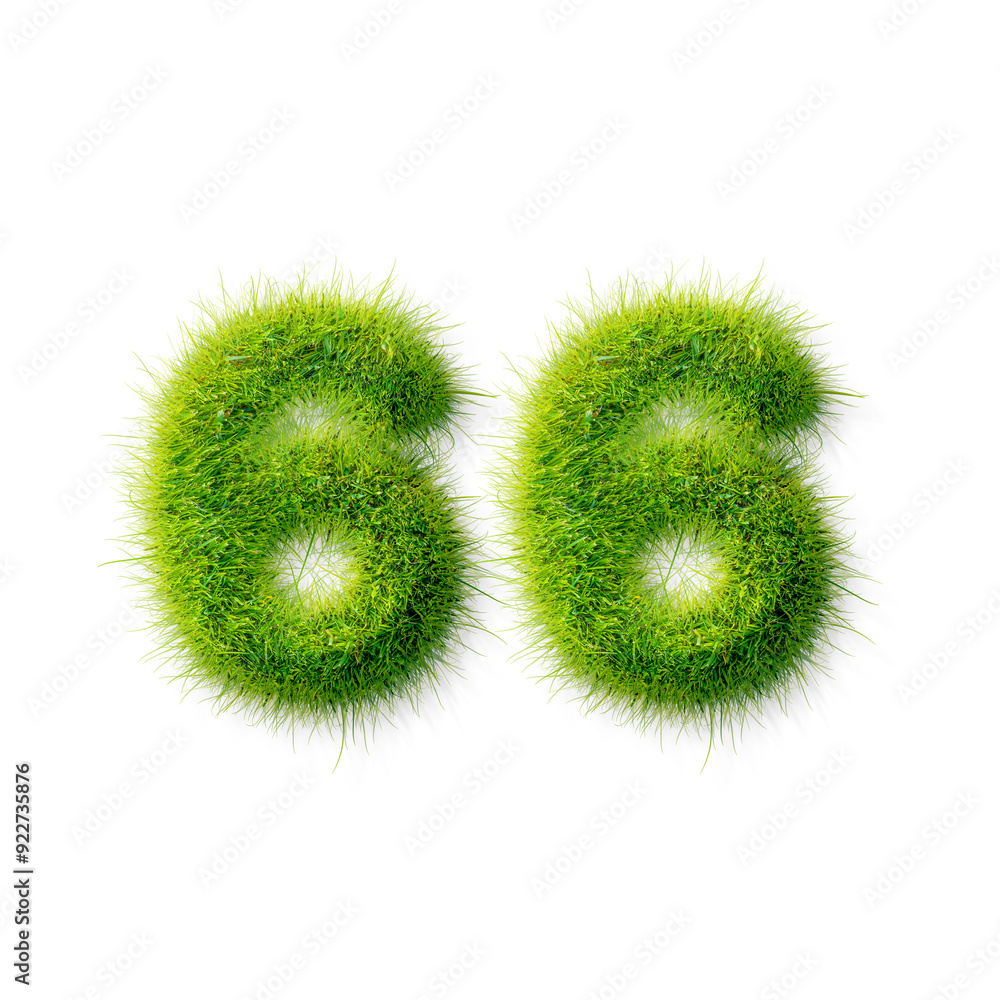 Grass letter 66 isolated on transparency background. Lawn texture ...