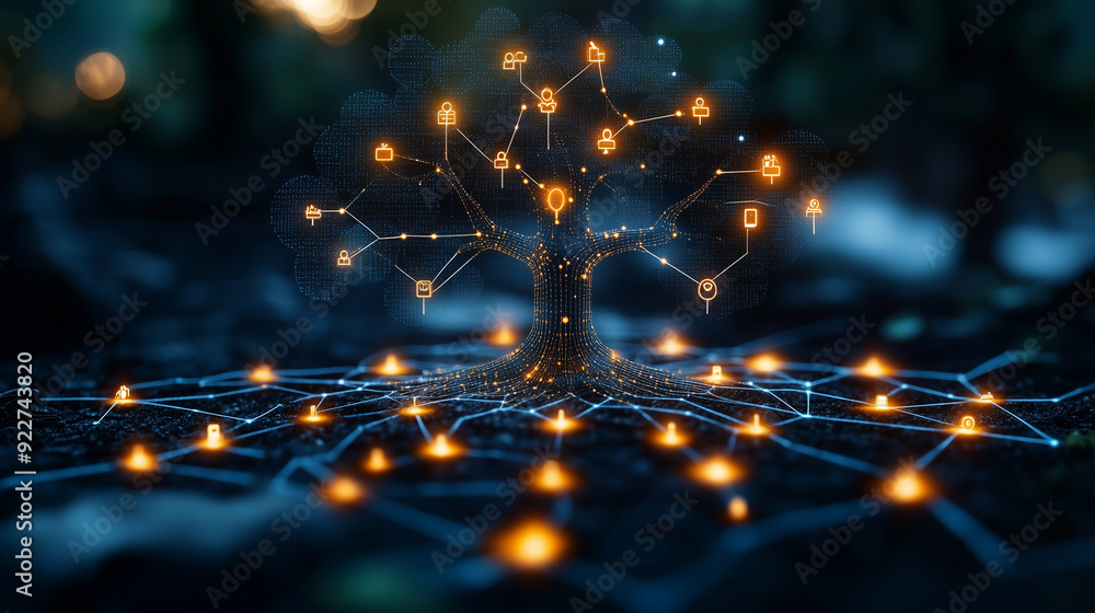 A tree diagram illustrating the organizational structure of a ...