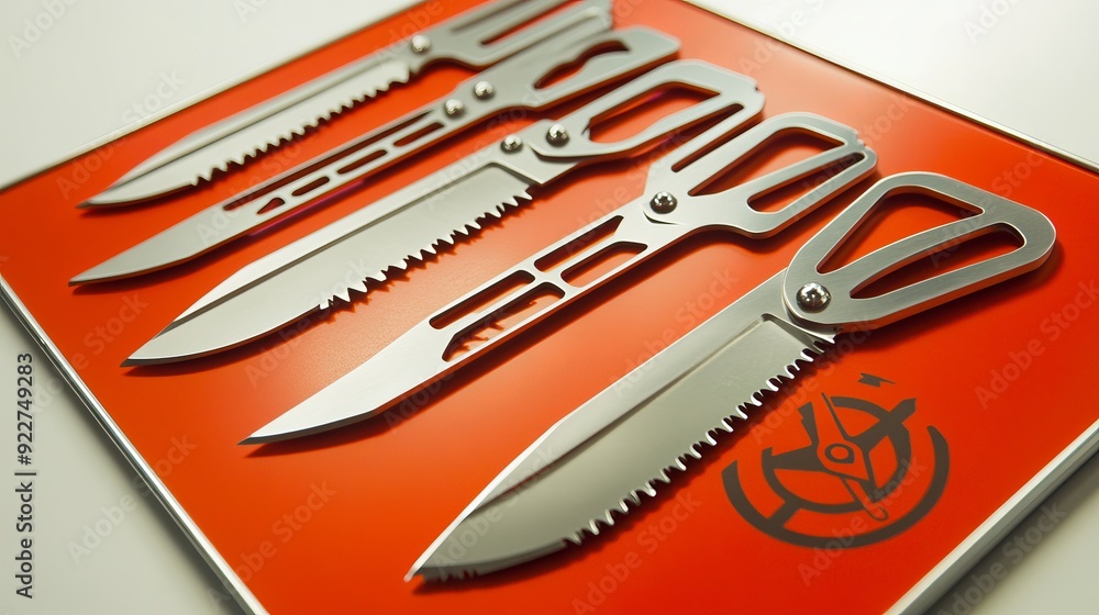 Foto de Stock Prohibition sign for work knives, indicating not to ...