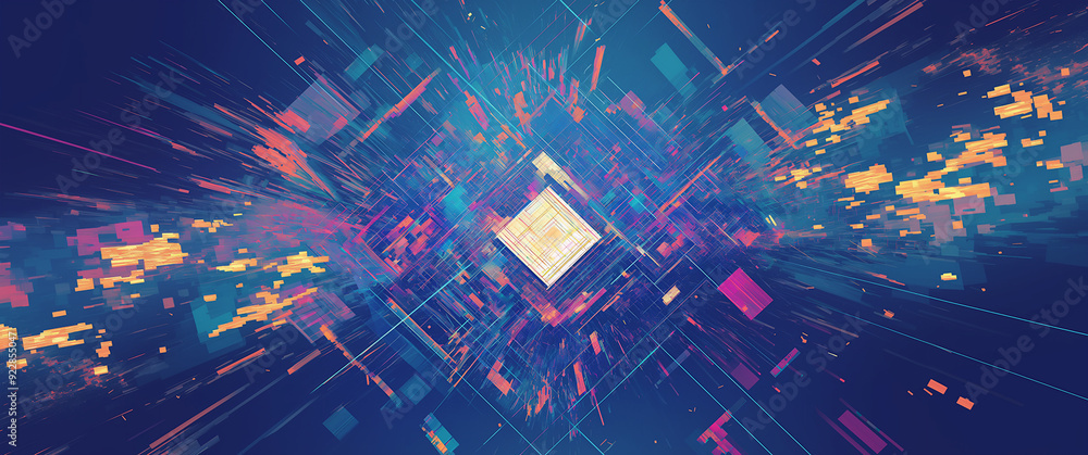 Cyberspace abstract image in anime or game style, acrylic, spiritual ...