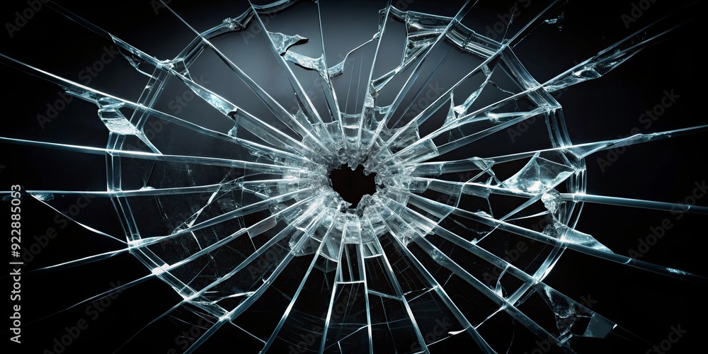 Realistic broken glass effect on a black background , shattered ...