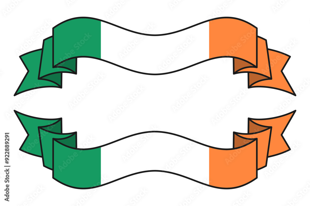 Premium Ireland Flag Irish ribbon tape set. Editable and scalable ...