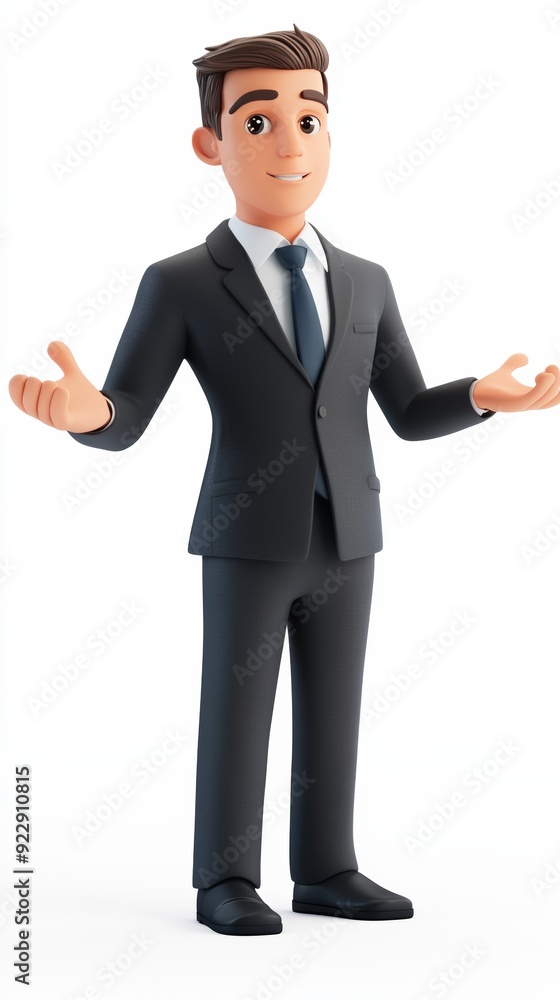 Business presenter 3d man presenting your product isolated on white ...