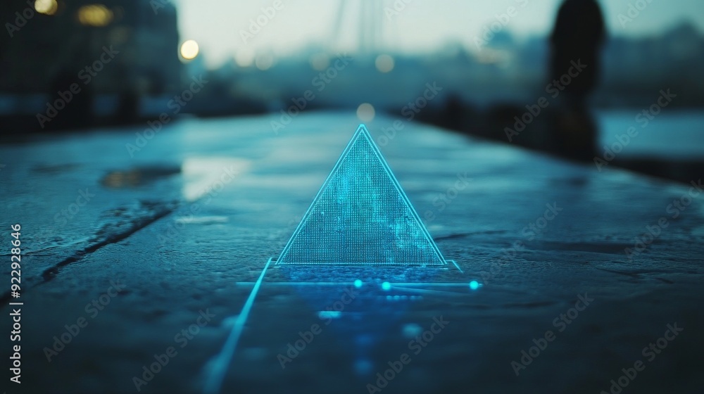 blue triangle in 3d pointing the way in the gps screen image in big ...