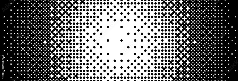 Bitmap radial gradient texture. Black and white dither circle pattern ...