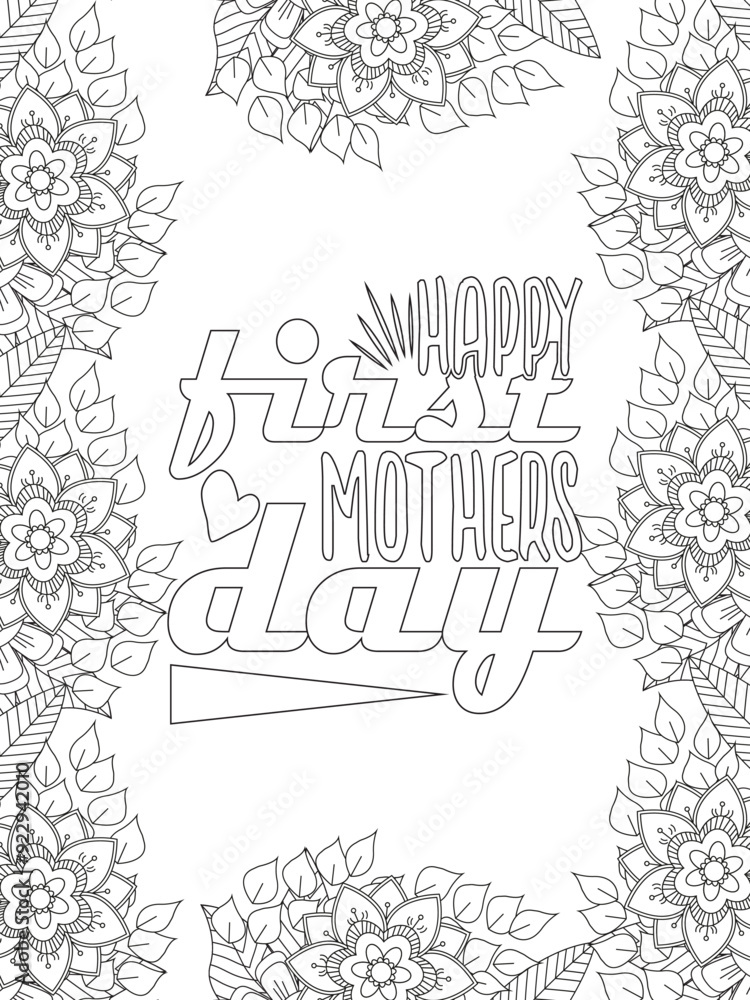 Mothers-Day Quotes Flower Coloring Page Beautiful black and white ...