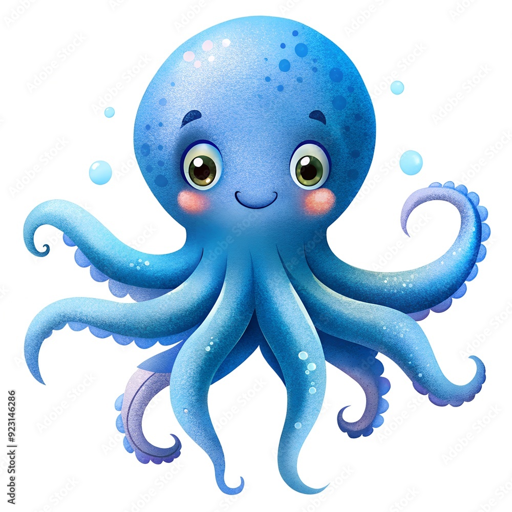 Kawaii octopus clipart illustration isolated on white background Stock ...