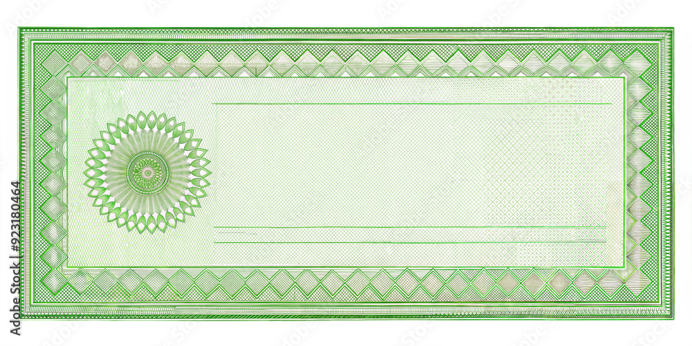 Blank bank check, checkbook cheque template with green guilloche ...