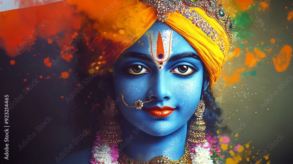krishna god with indian flag background Stock Illustration | Adobe Stock