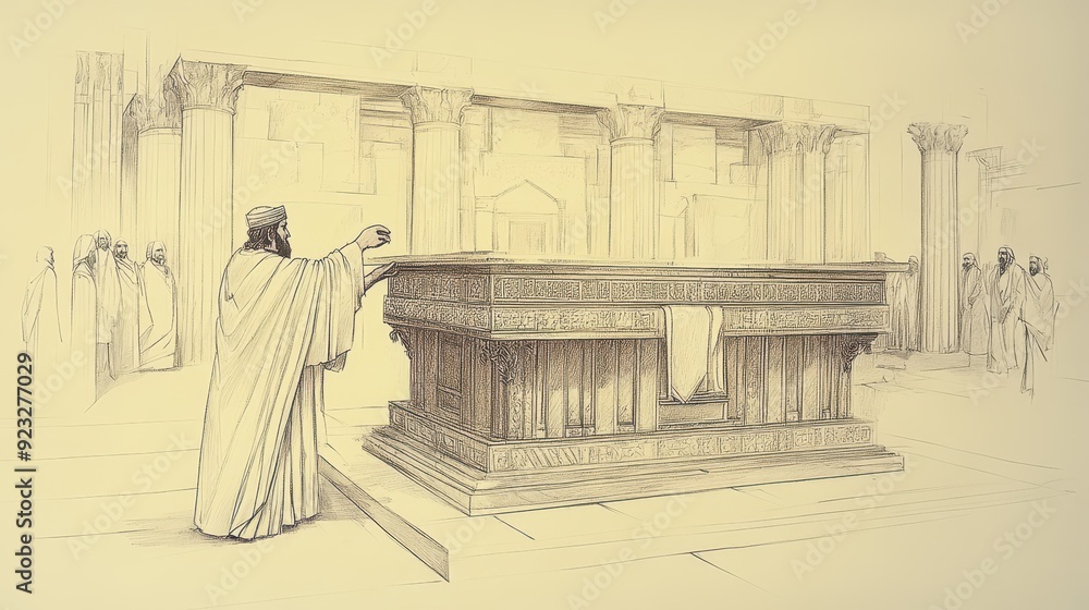 Biblical Illustration of 1 Kings: Priests Setting Up the Ark of the ...