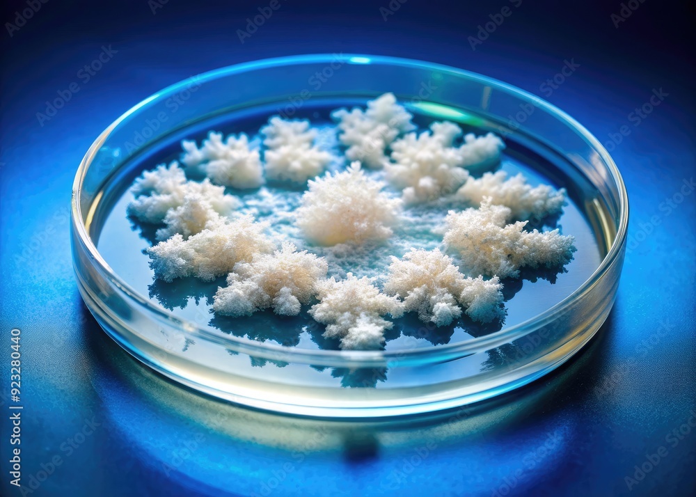 Crystal formation of sodium sulfate on agar-filled petri dish ...