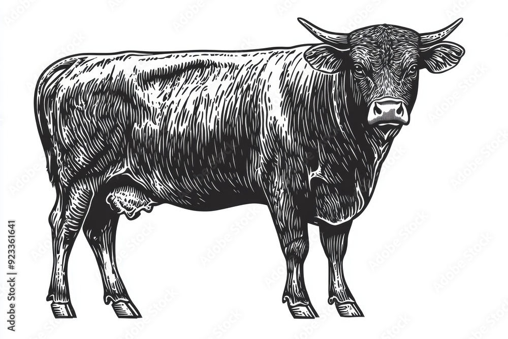 Beef Diagram. Angus Cattle Butchering Chart and Farm Symbol in Black ...