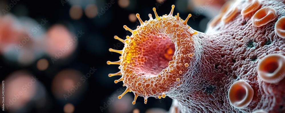 3D illustration, protozoa under microscope, detailed cellular anatomy ...