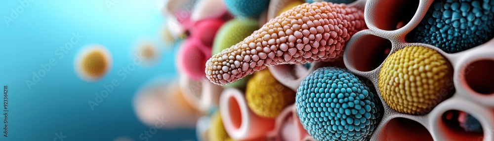 3D rendering, rotifers under microscope, complex structures, microscope ...