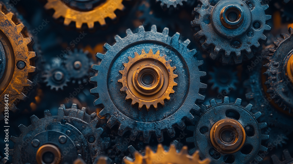 A spiral of interconnected gears and cogs, symbolizing the ongoing ...