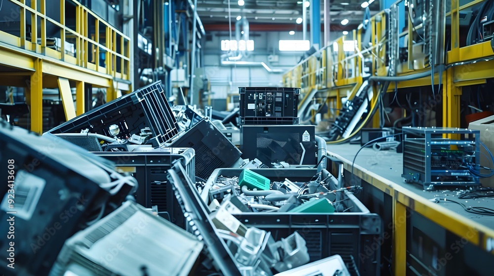 Sorting e waste separating recyclables and removing hazardous materials ...