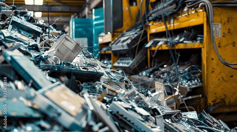 Sorting e waste separating recyclables and removing hazardous materials ...