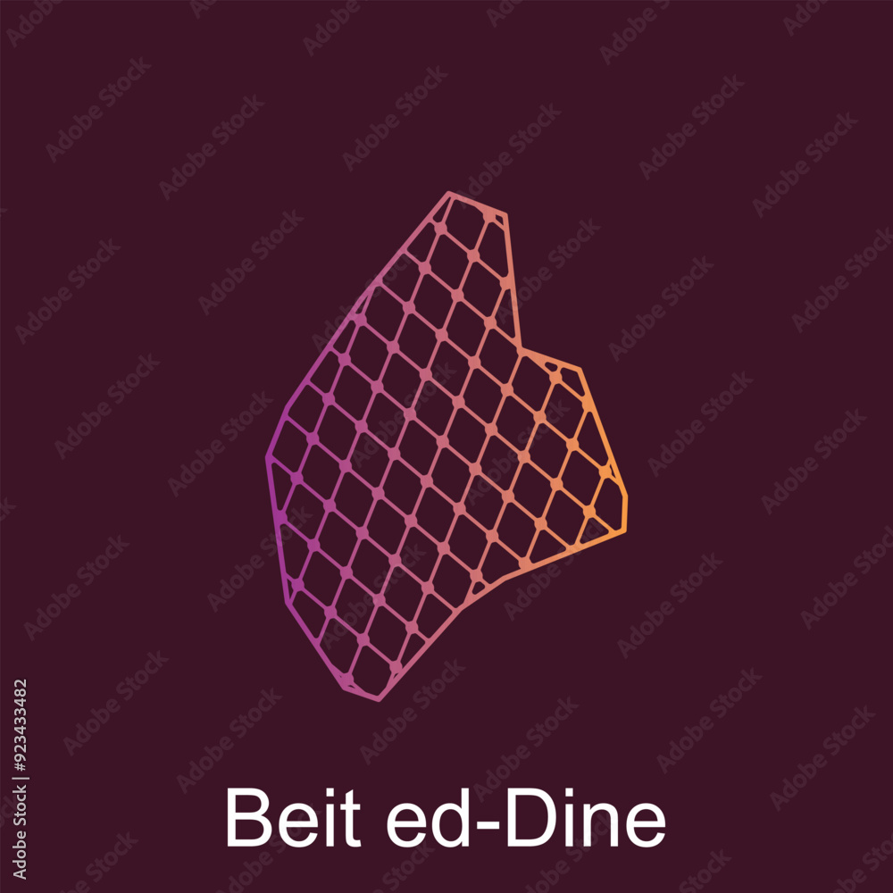Map of Beit ed Dine vector design template with dot technology ...