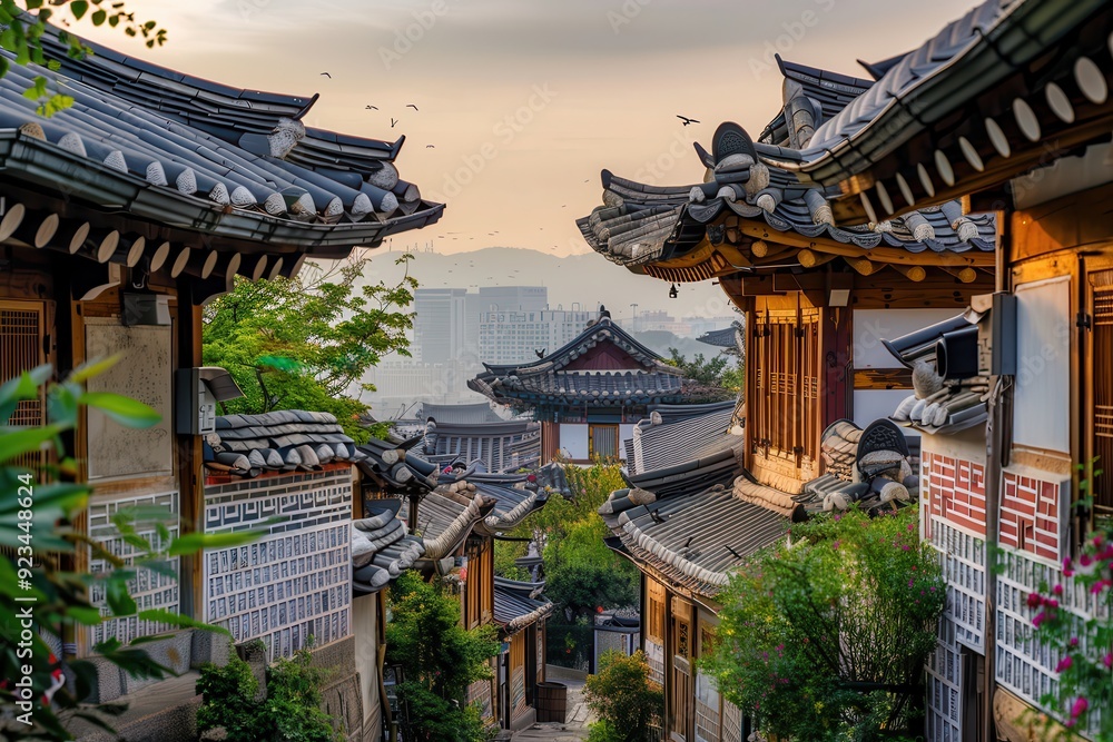 Seoul: Bukchon Hanok Village - City Landscape with Architectural ...