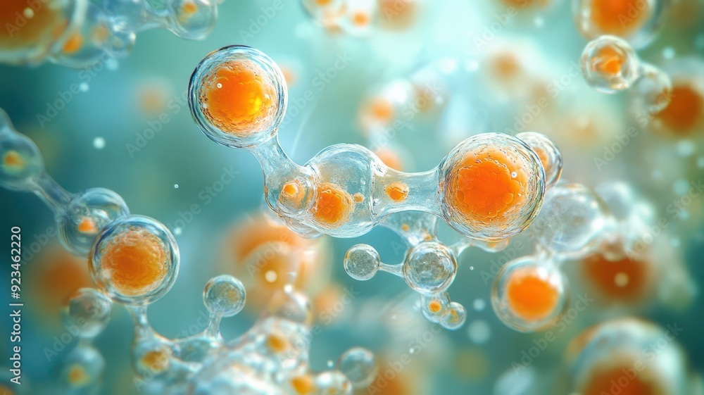 Microscopic view of a yeast cell budding, with clear cell walls and ...