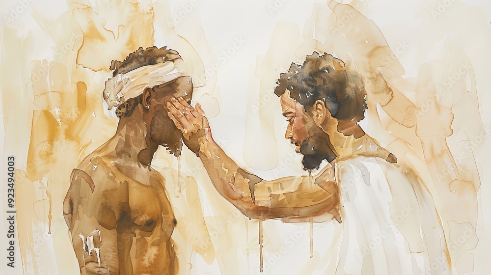 Biblical Illustration of Apostle Philip Baptizing Ethiopian Eunuch ...