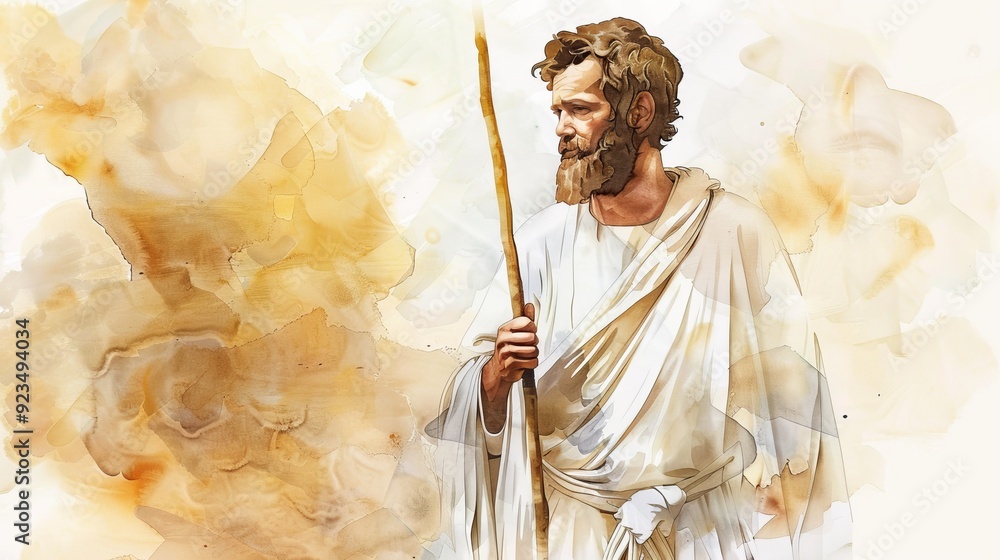 Biblical Illustration of Apostle James the Less Holding Staff ...