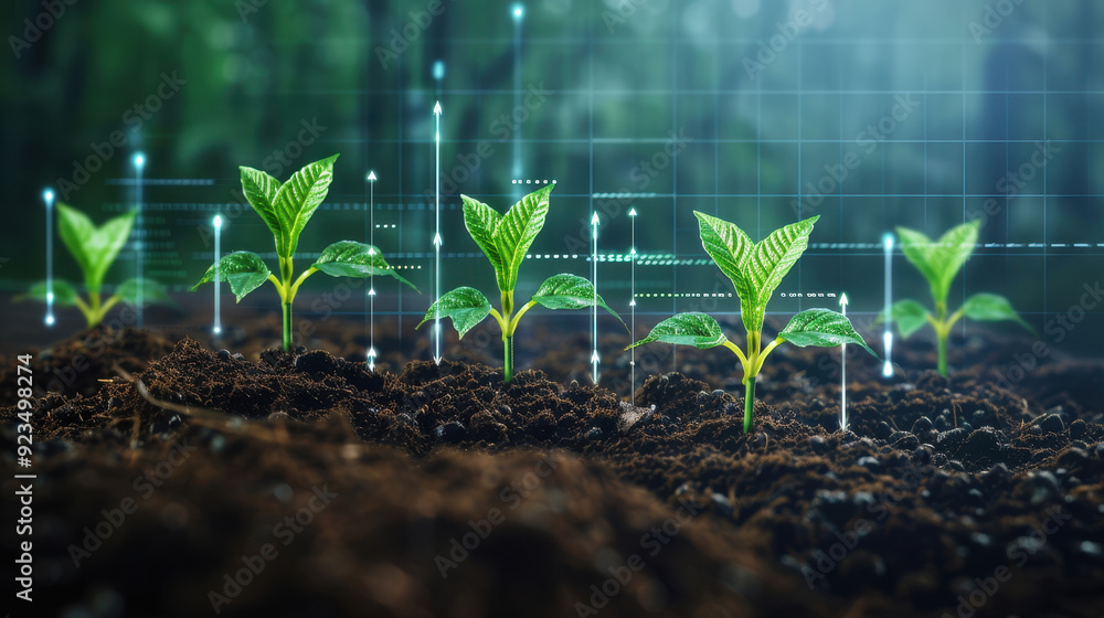 Financial chart with leaves, representing sustainable investment ...